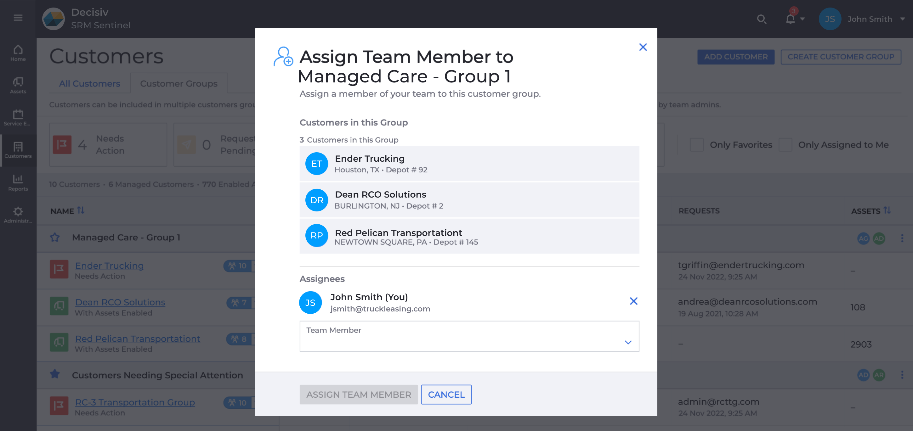 Customer Management – SRM Sentinel