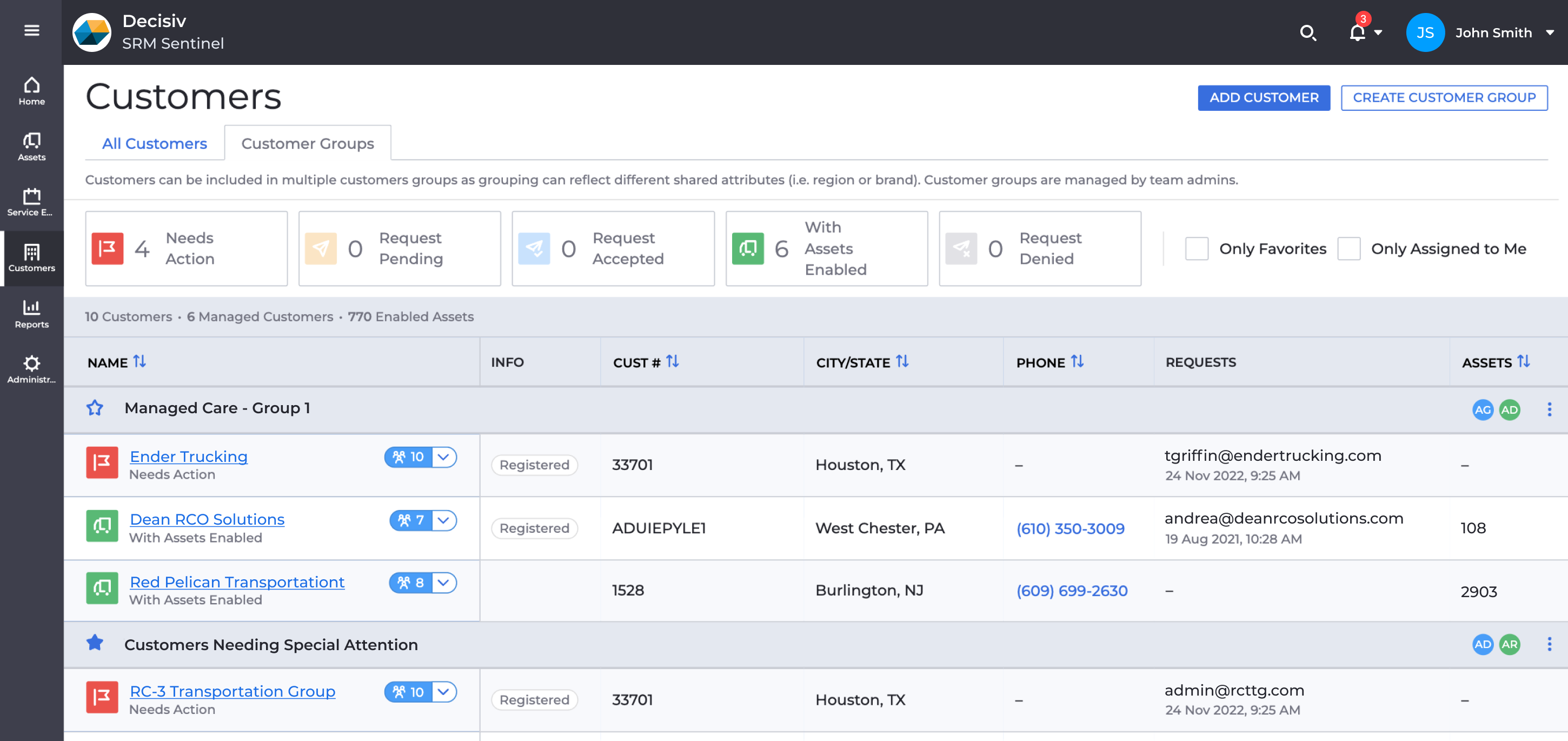 Customer Management – SRM Sentinel