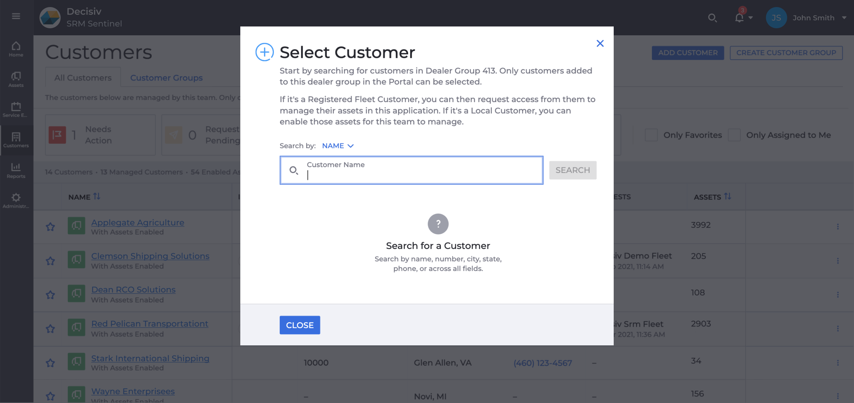 Customer Management – SRM Sentinel