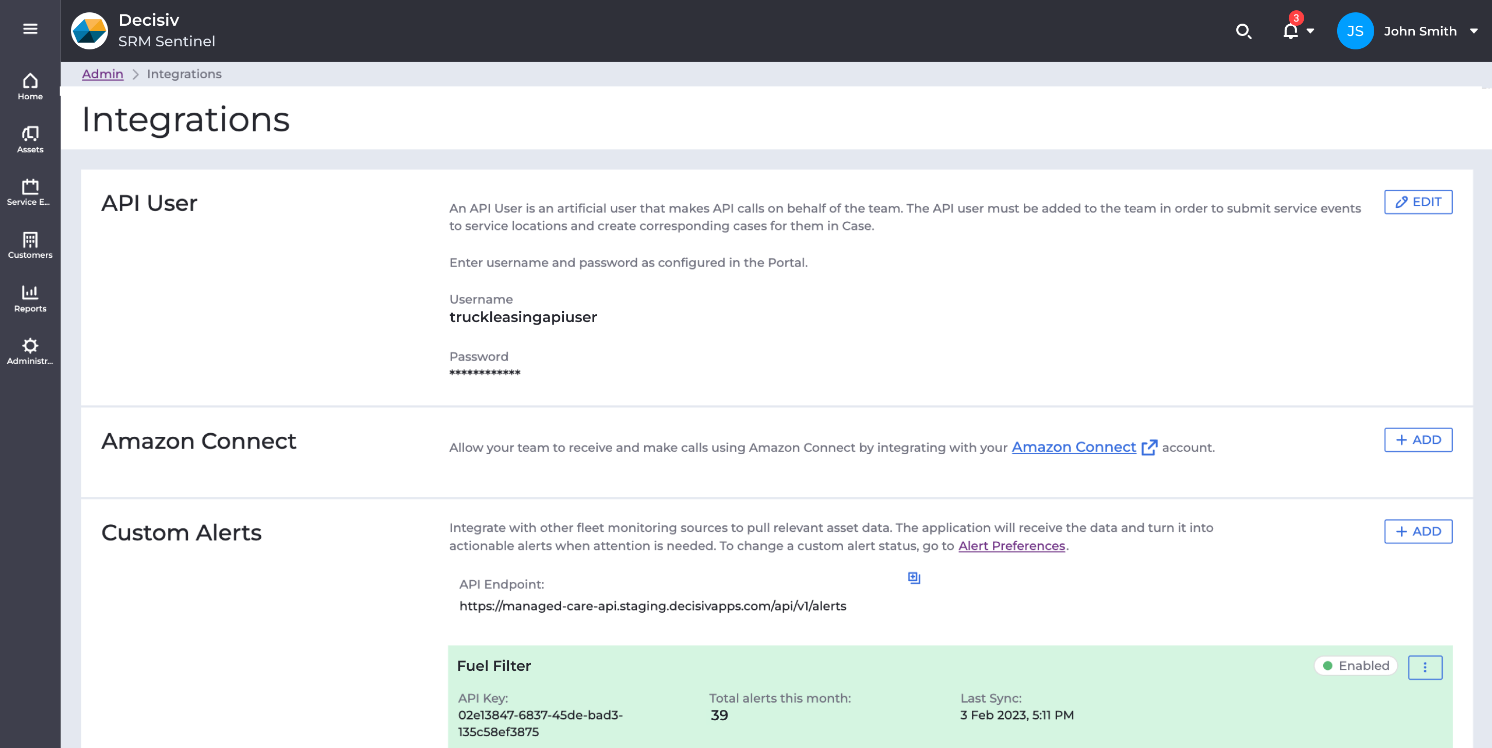Integrations – SRM Sentinel