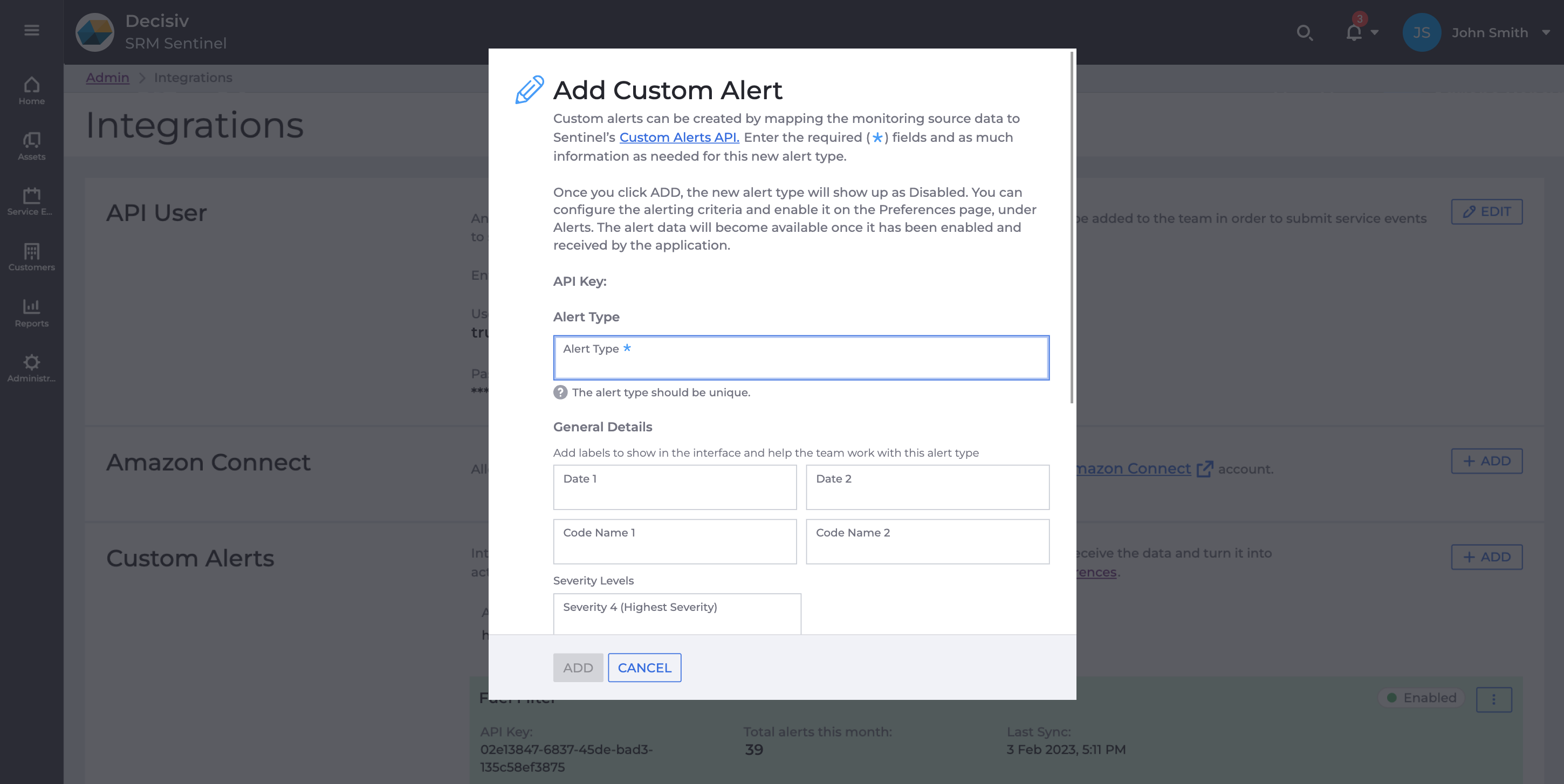 Integrations – SRM Sentinel