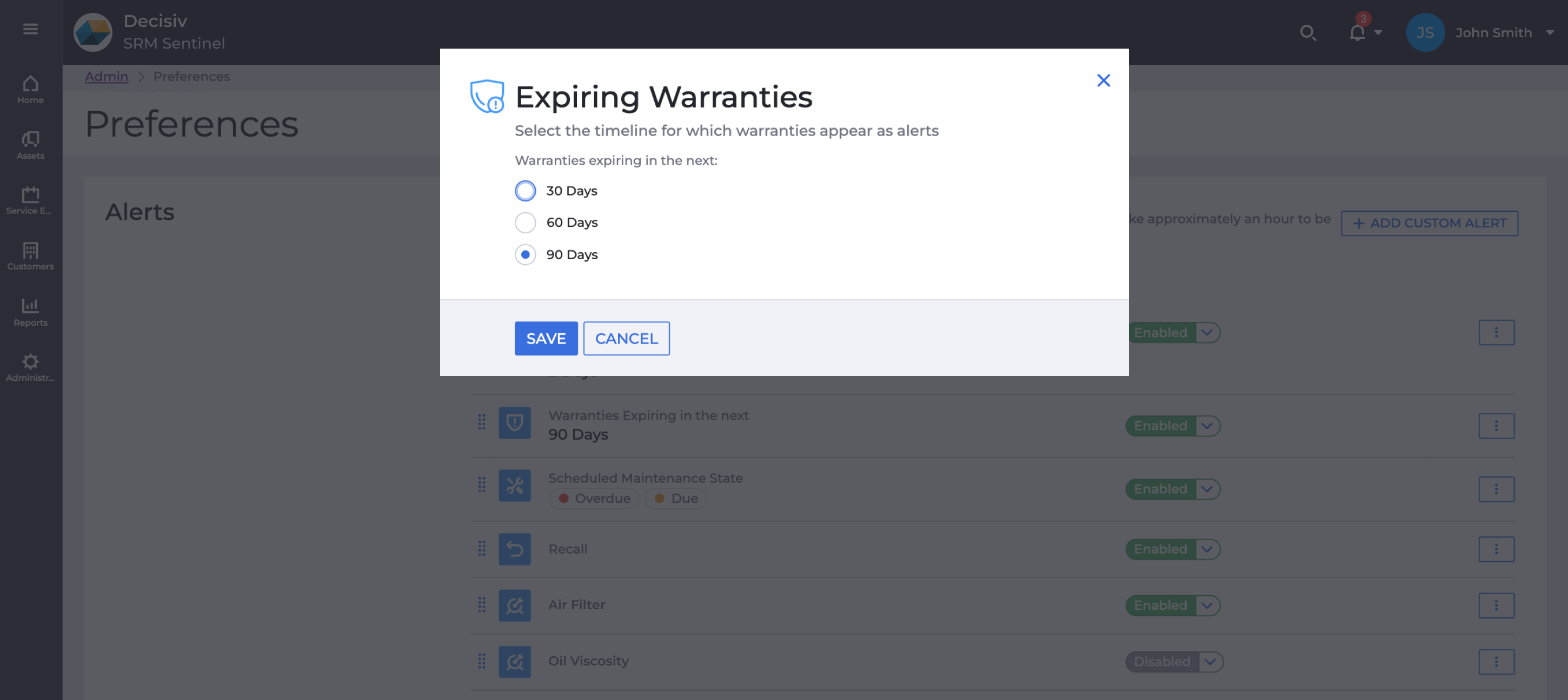 Preferences – SRM Sentinel