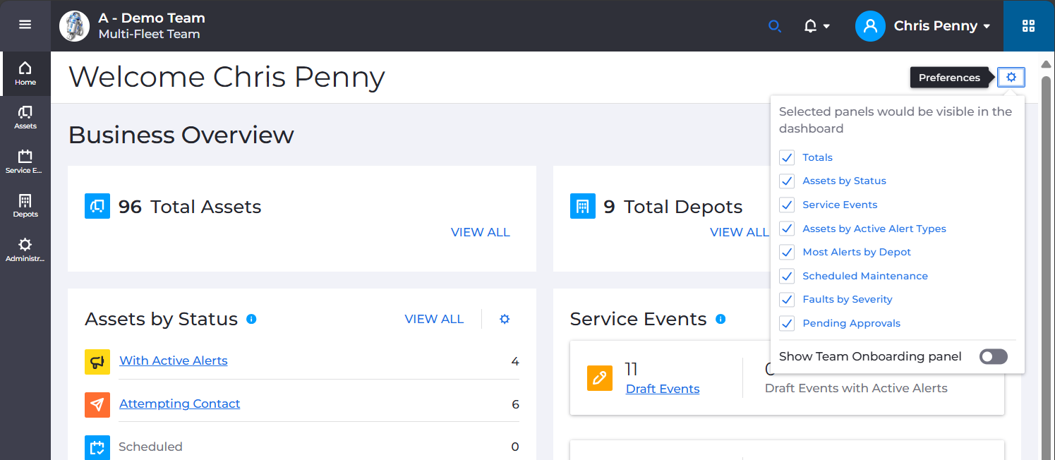 Home Dashboard Overview – SRM Sentinel